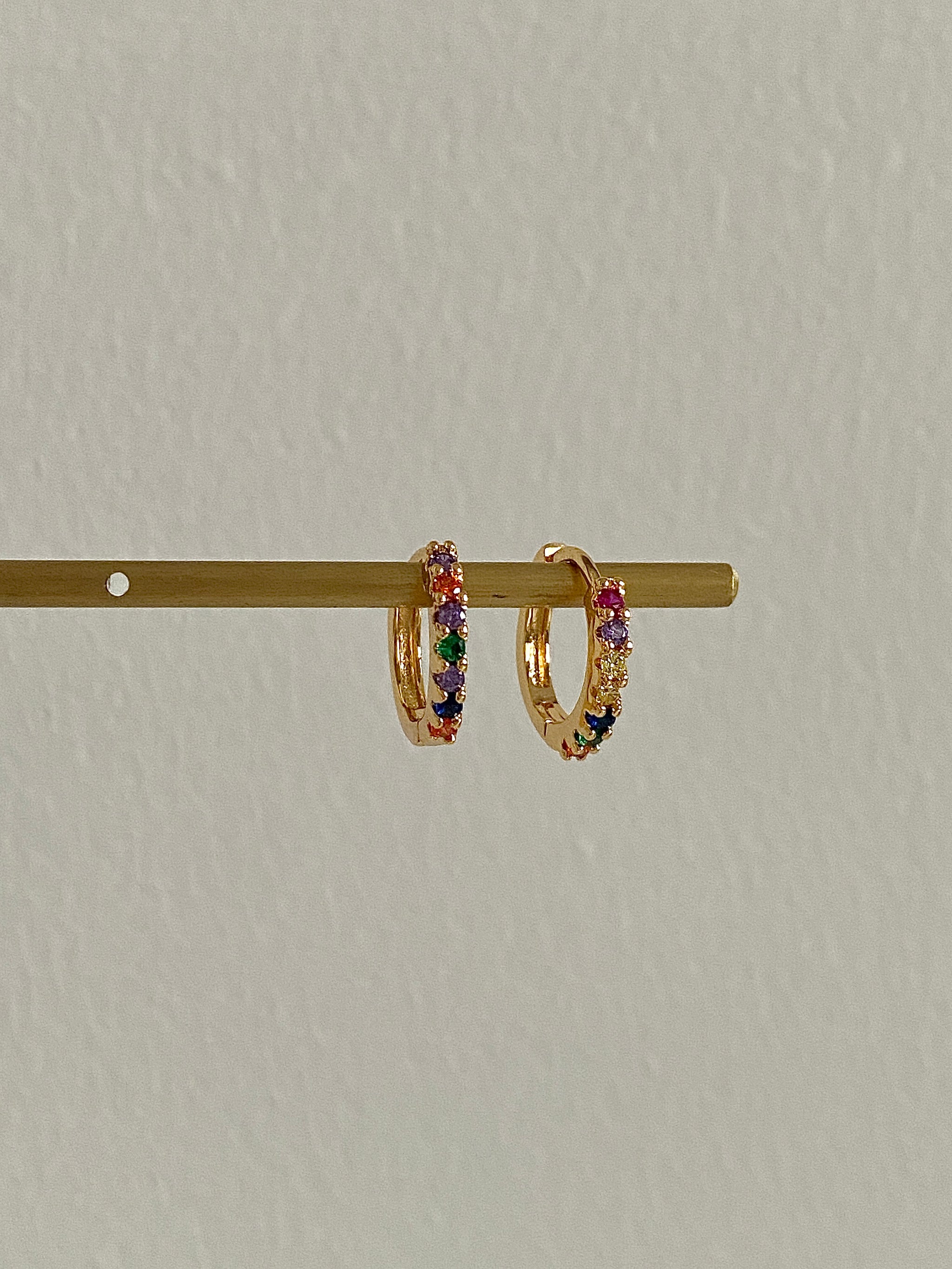 Rainbow Sparkle Gold Hoop Earrings: Spectrum of Joy in Vibrant Colors ...
