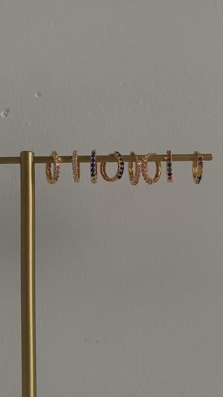 Rainbow Sparkle Gold Hoop Earrings: Spectrum of Joy in Vibrant Colors ...